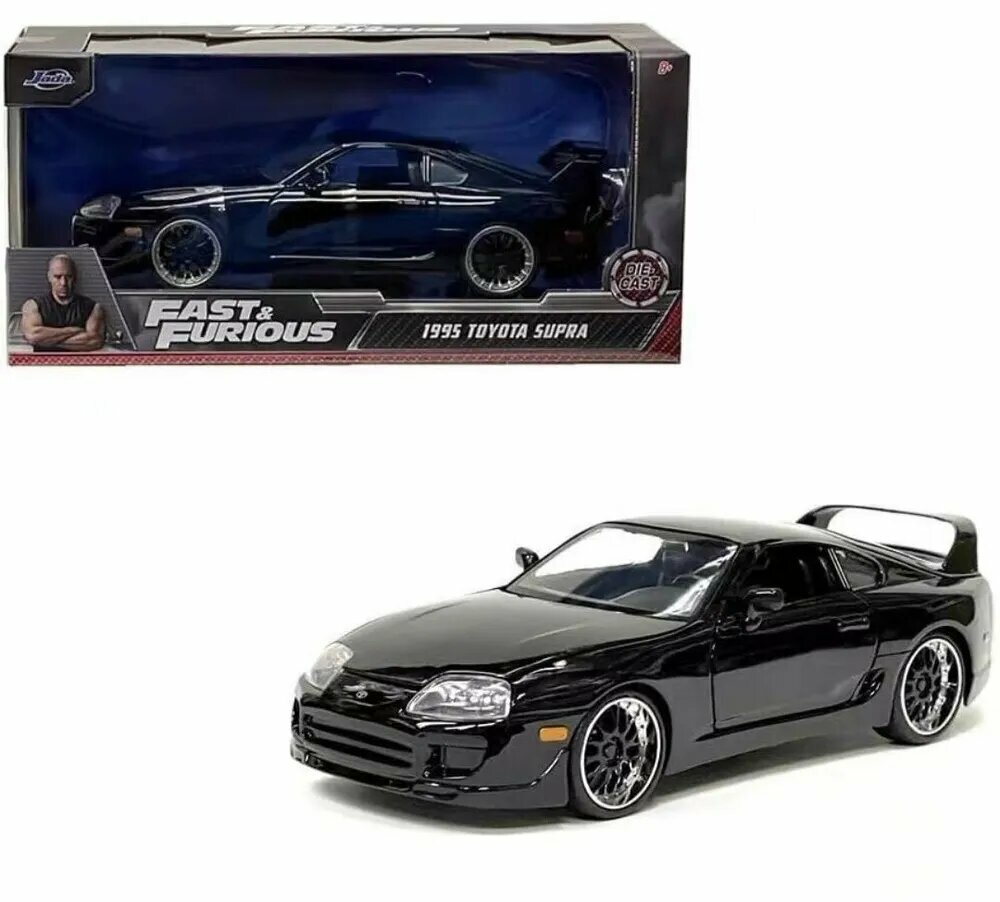 KNOW EASY-Машинка Jada Toys 1/24 Fast & Furious 1995 TOYOTA SUPRA black , Детские игрушки, подарки для коллекционеров