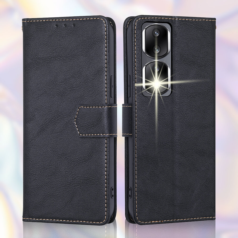 Чехол-книжка с для Хонор 90/ чехол кожи на Honor 90, Новый, женский мужской, противоударный, (черный)