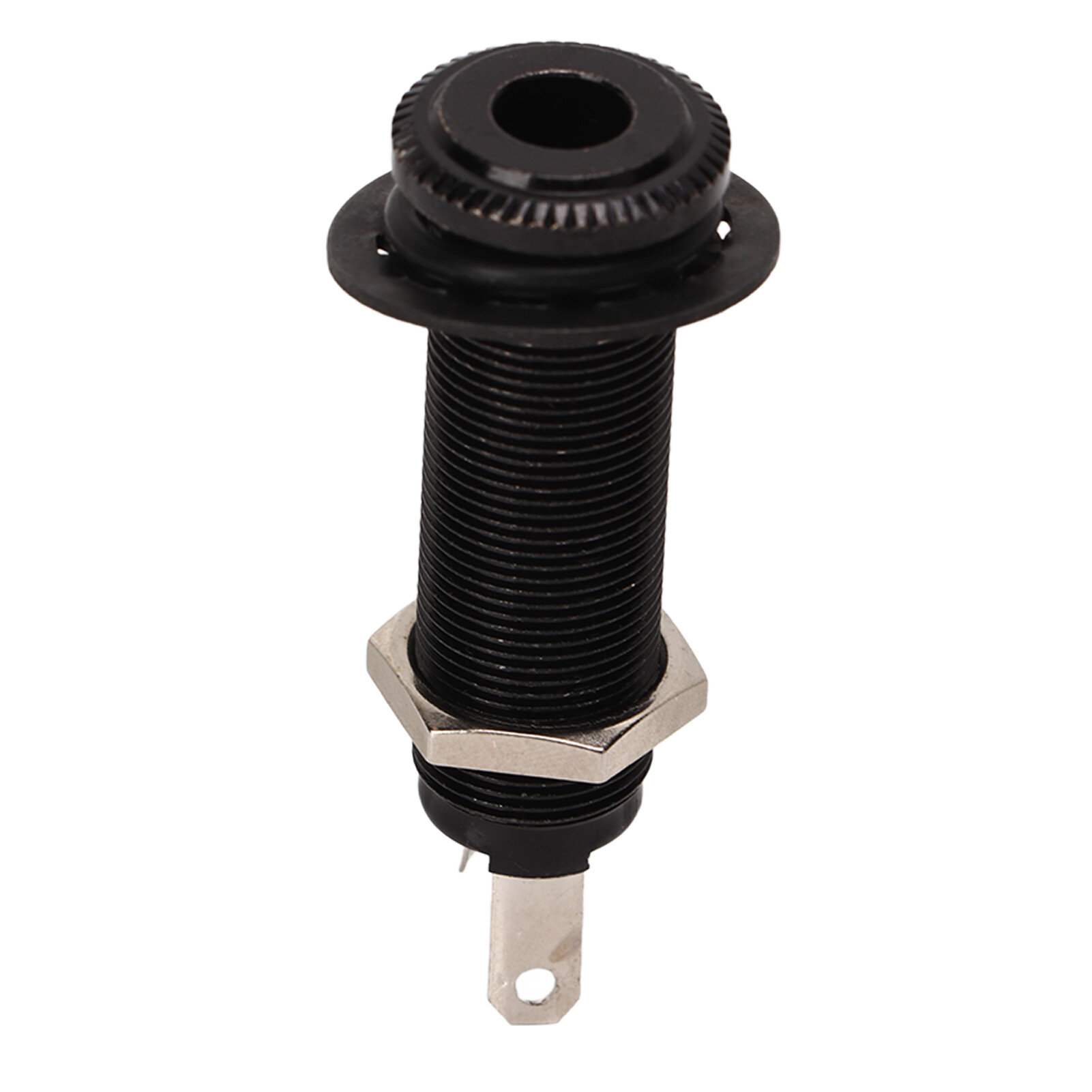 Резьбовойразъемдлягитары, латунный, прямойвыходнойштырь, черный.