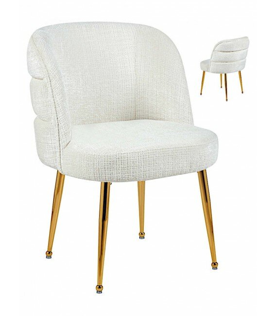 DC1288 Стул мягкий, белый велюр, каркас металл золото