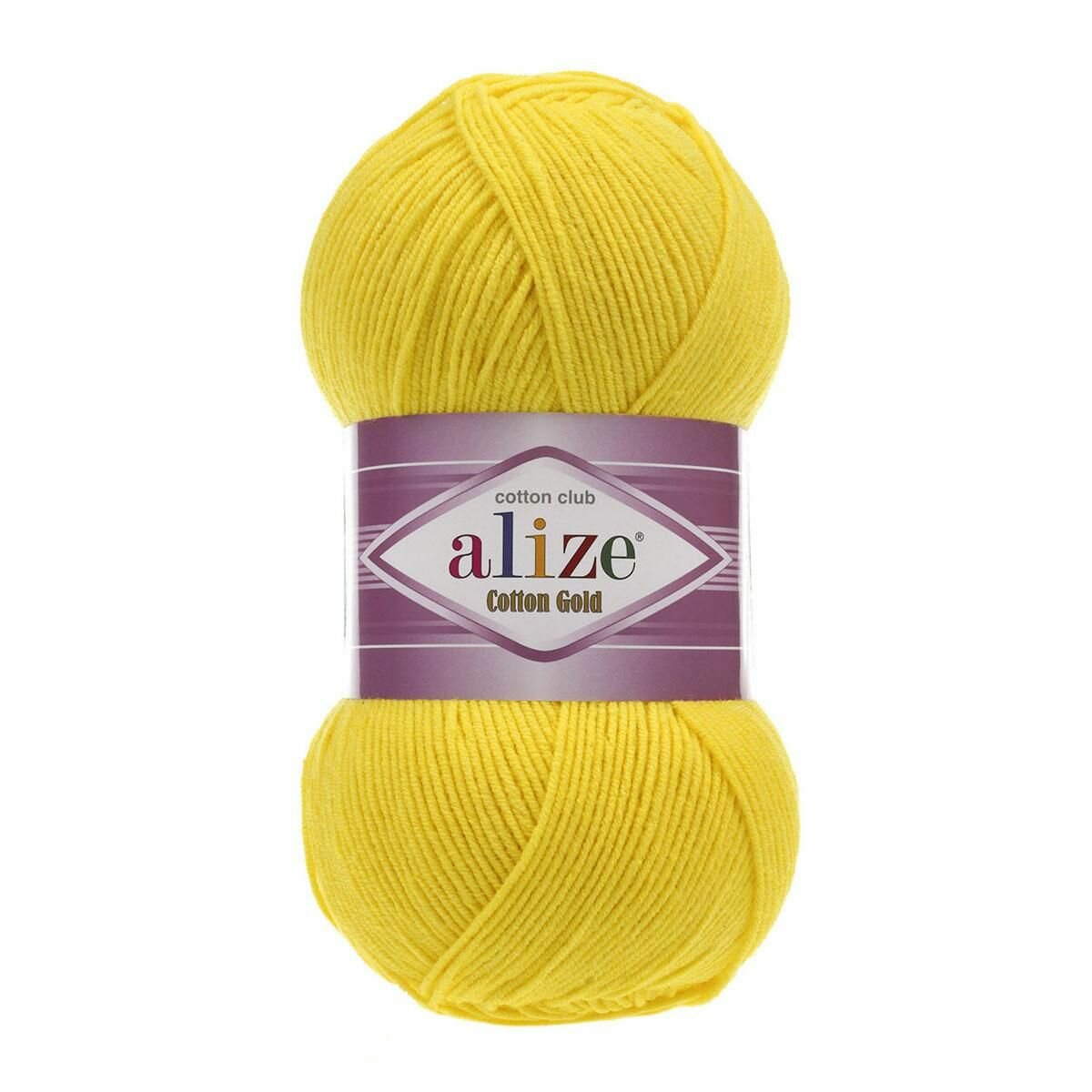 Пряжа ALIZE "Cotton gold", 100 гр 330 м, 55% хлопок, 45% акрил, ТУ 110 желтый, 5 шт