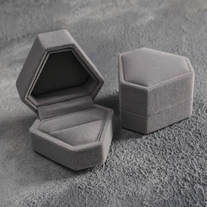 Футляр бархатный под серьги/кольцо "Кристалл", 6*6, цвет серый