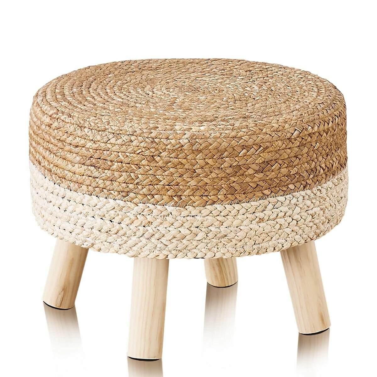Низкий табурет, соломенный табурет, каркас из цельного дерева, плетеный дизайн