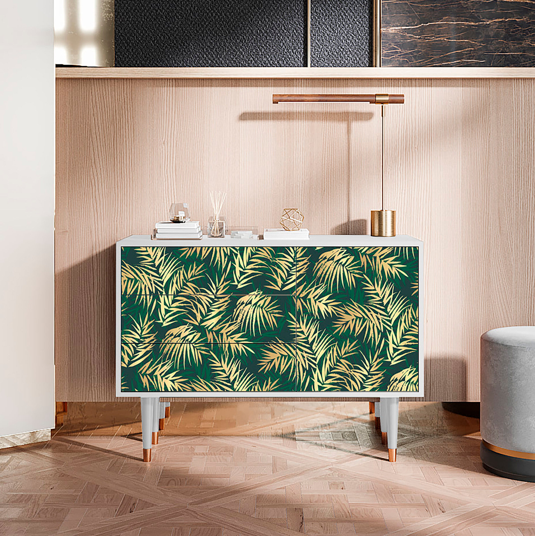 Комод - STORYZ - S3 Sunny Palm Tree, Размер - 115 x 84 x 41 см, Цвет корпуса - , Белый