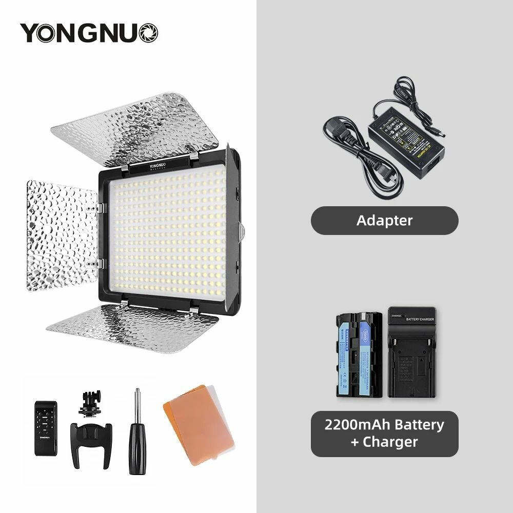 Yongnuo YN300III 3200K-5500K Камера Светодиодный видеосвет+ Аккумулятор + Комплект адаптера питания
