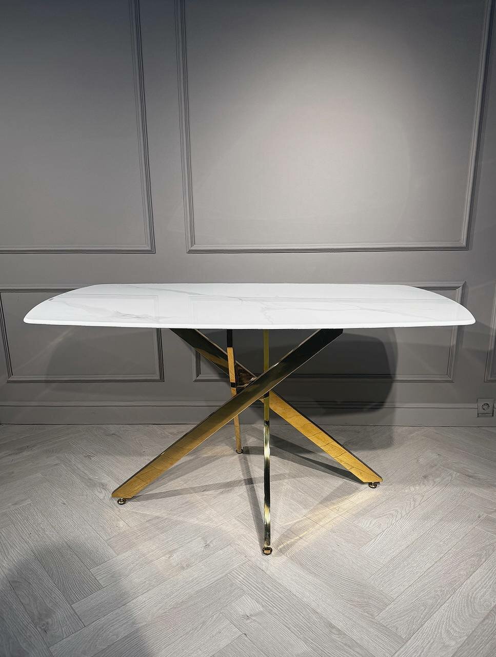 Стол обеденный Элис Рэк BS1803-140WT,140х80х76 см, белый/золото
