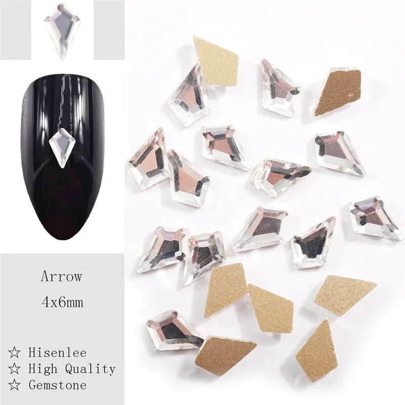 Стразы для ногтей Hisenlee Arrow 4x6mm, 50шт