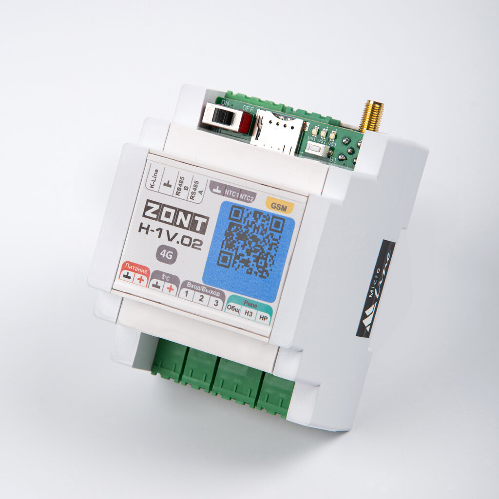 Контроллер отопления ZONT H-1V.02, управление через Wi-Fi, серый