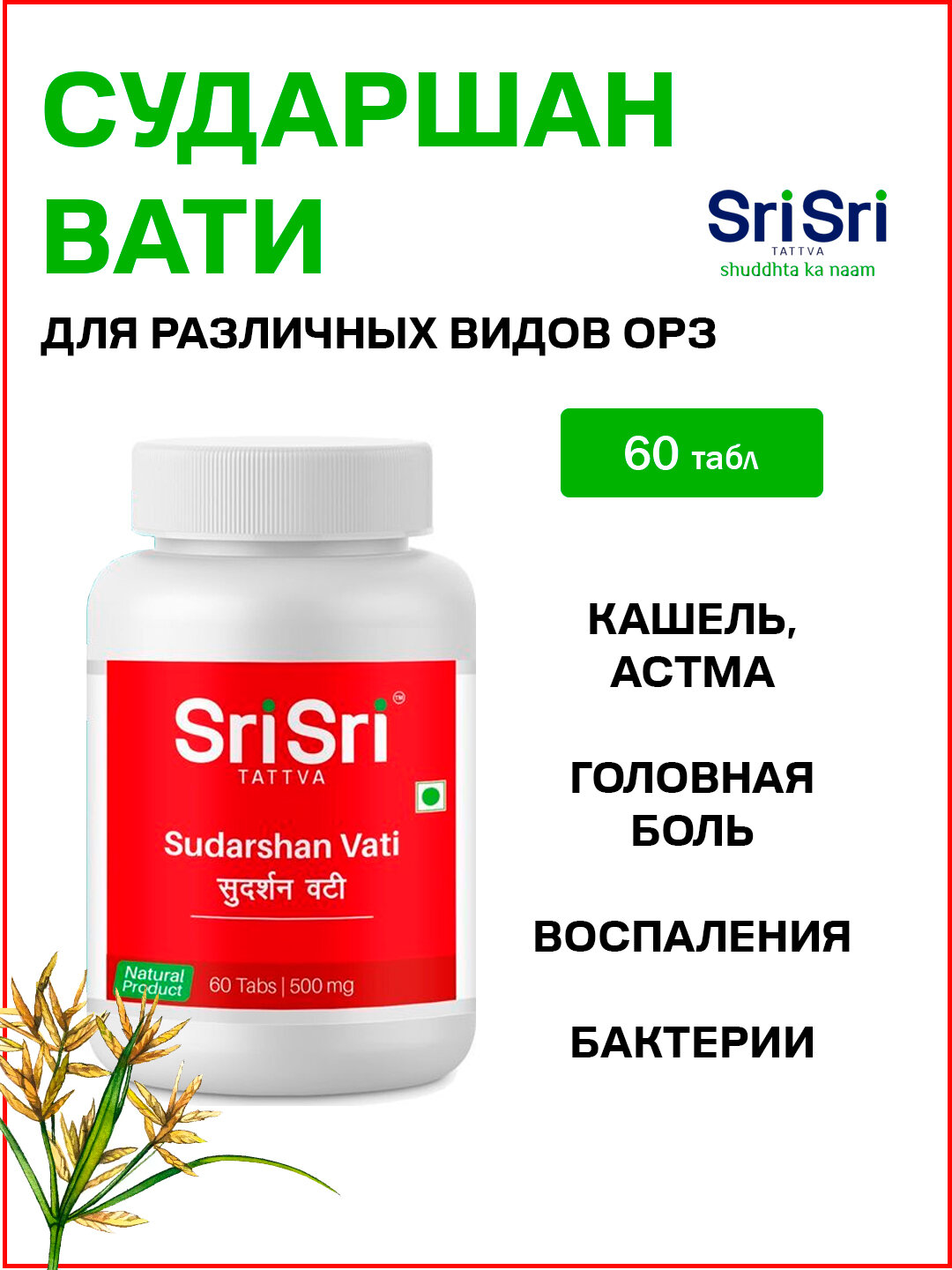 Сударшан Вати Шри Шри / Sudarshan Vati Sri Sri 60 табл по 500 мг