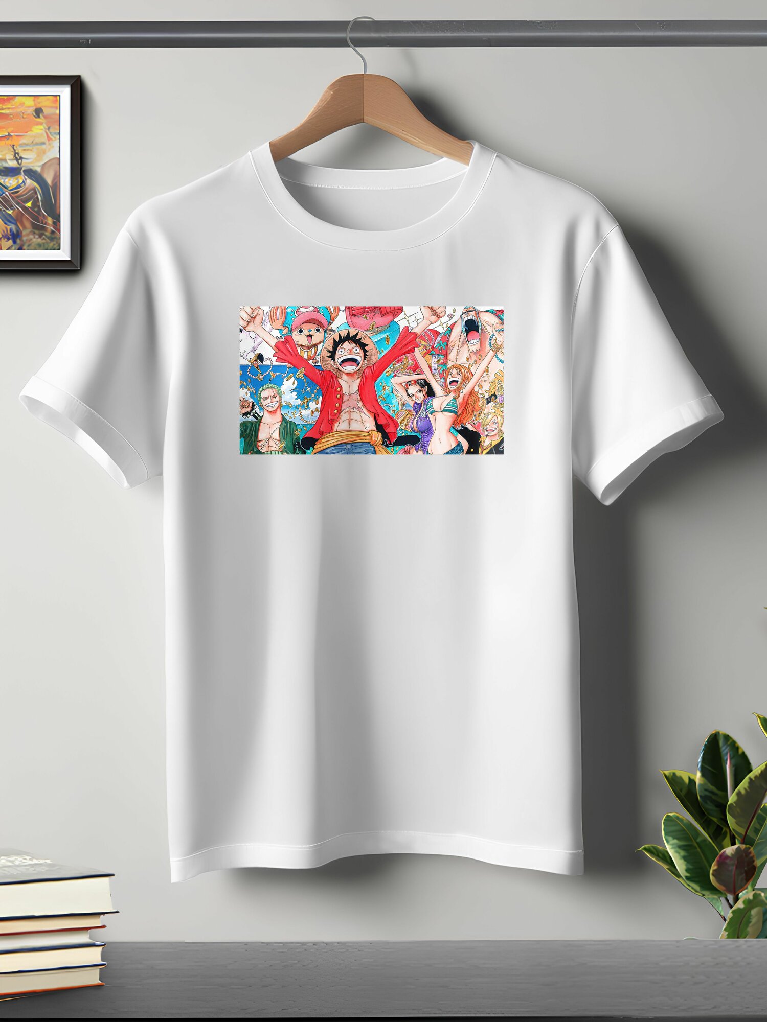 Футболка ONEQ унисекс 52-54 (XXL) размер с принтом One Piece, белая