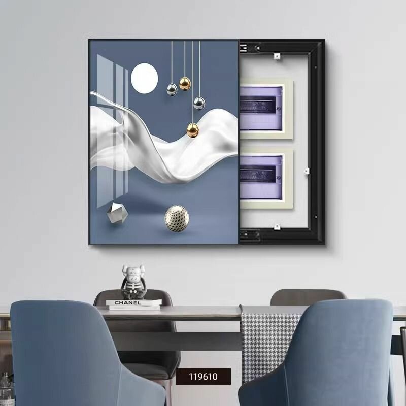 Декоративная панель для электросчетчика 50x70 см Сдвижная система, кристальное покрытие, влагостойкость Люкс-стиль + бесшумные направляющие