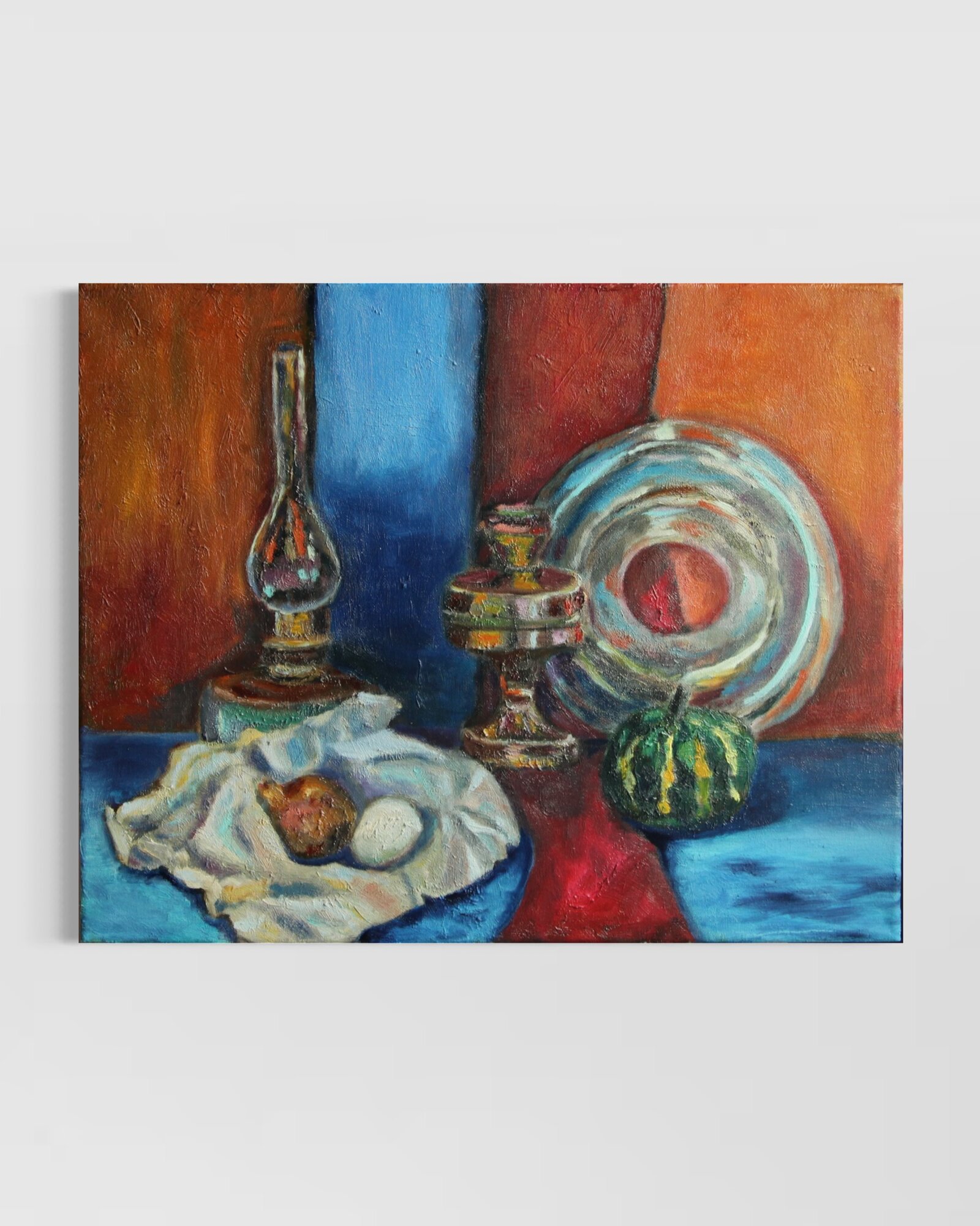 Картина маслом «Натюрморт с лампой», холст на подрамнике, 50х40 см