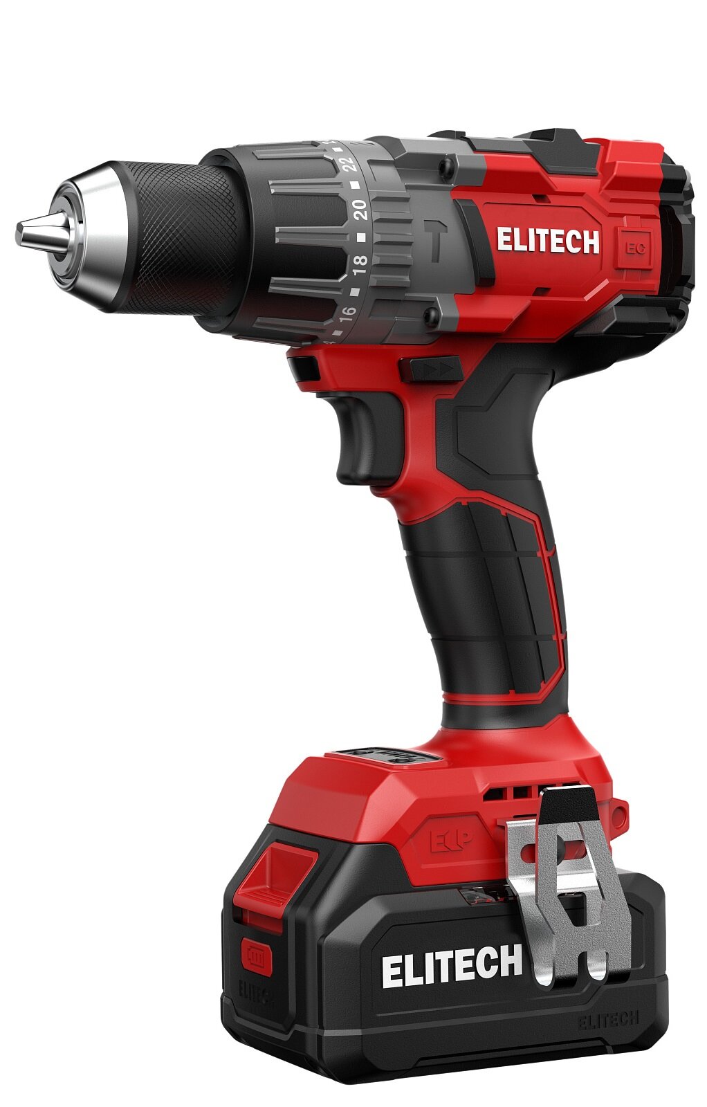 Дрель аккумуляторная Elitech ДА 21УБЛ2, Е2201.048.02 (2 АКБ, ЗУ, кейс)
