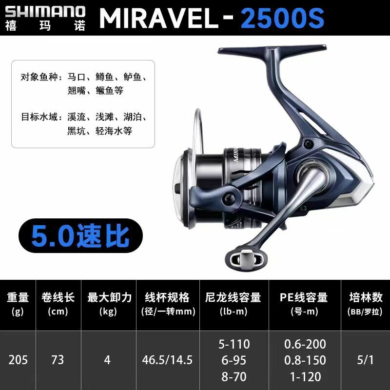 Спиннинговая катушка SHIMAN022, Shimano MIRAVEL, 2500S
