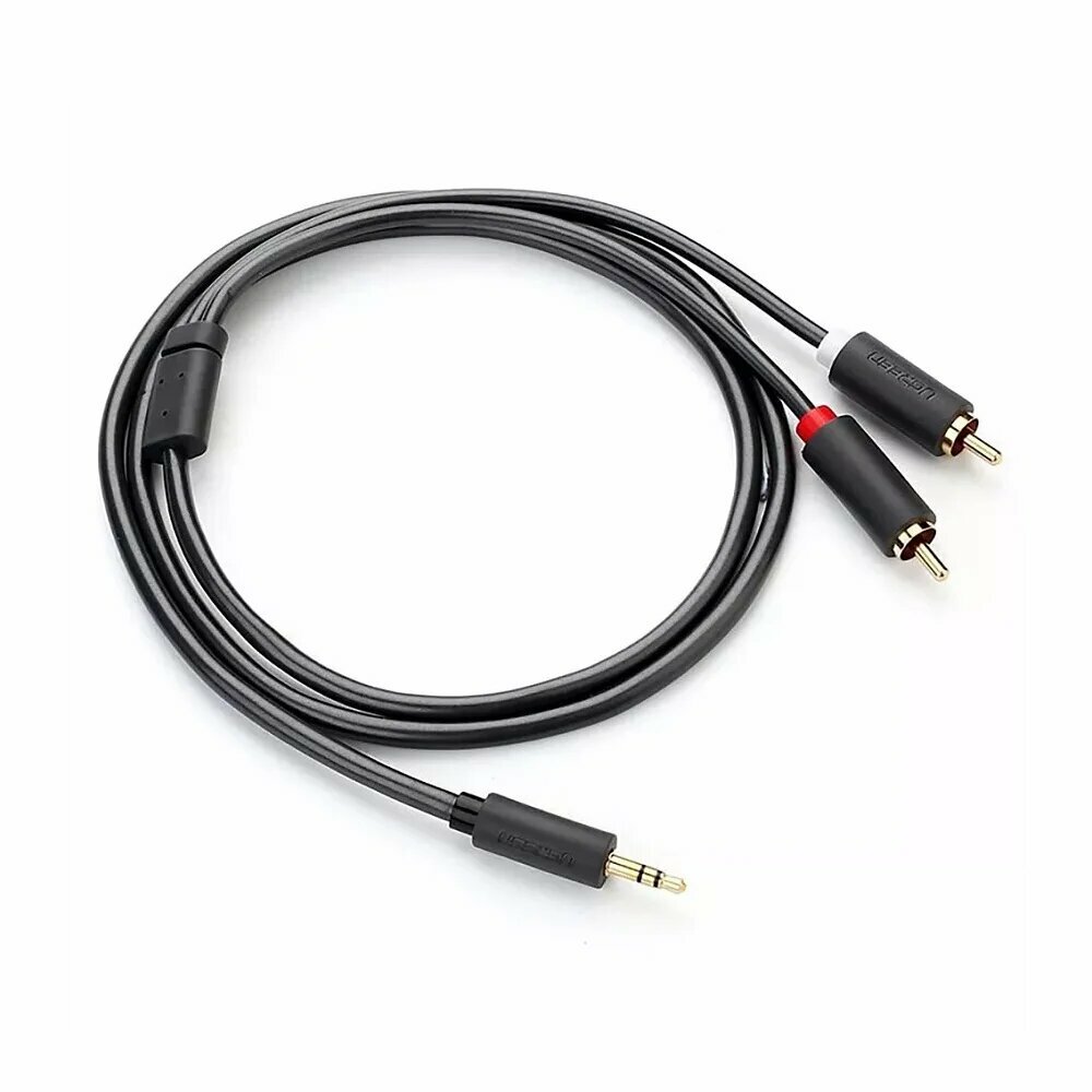 Кабель Ugreen AV102 (10772) 3.5mm Male to 2RCA Male greу, 1 м, серый
