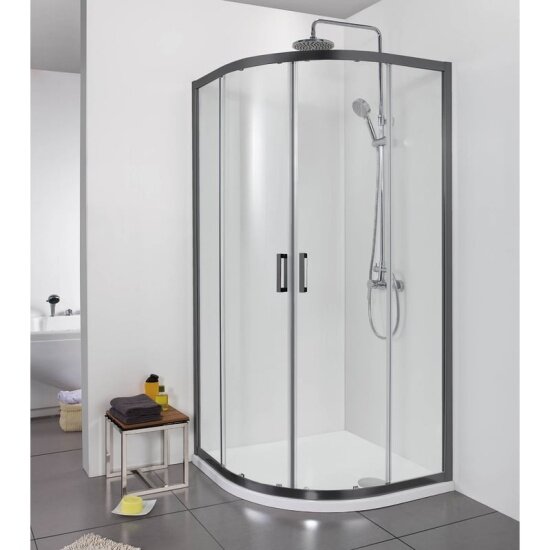 Душевой уголок Aquatek AQ ARI RO 10020BL 1/4 круга, двери раздвижные 1000x1000x2000, профиль черный, стекло прозрачное