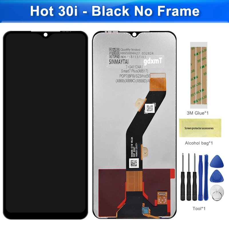 6,56 'OEM для Infinix Hot 30i для Hot30i X669 X669C X669D ЖК-дисплей с цифровым Black NO Frame