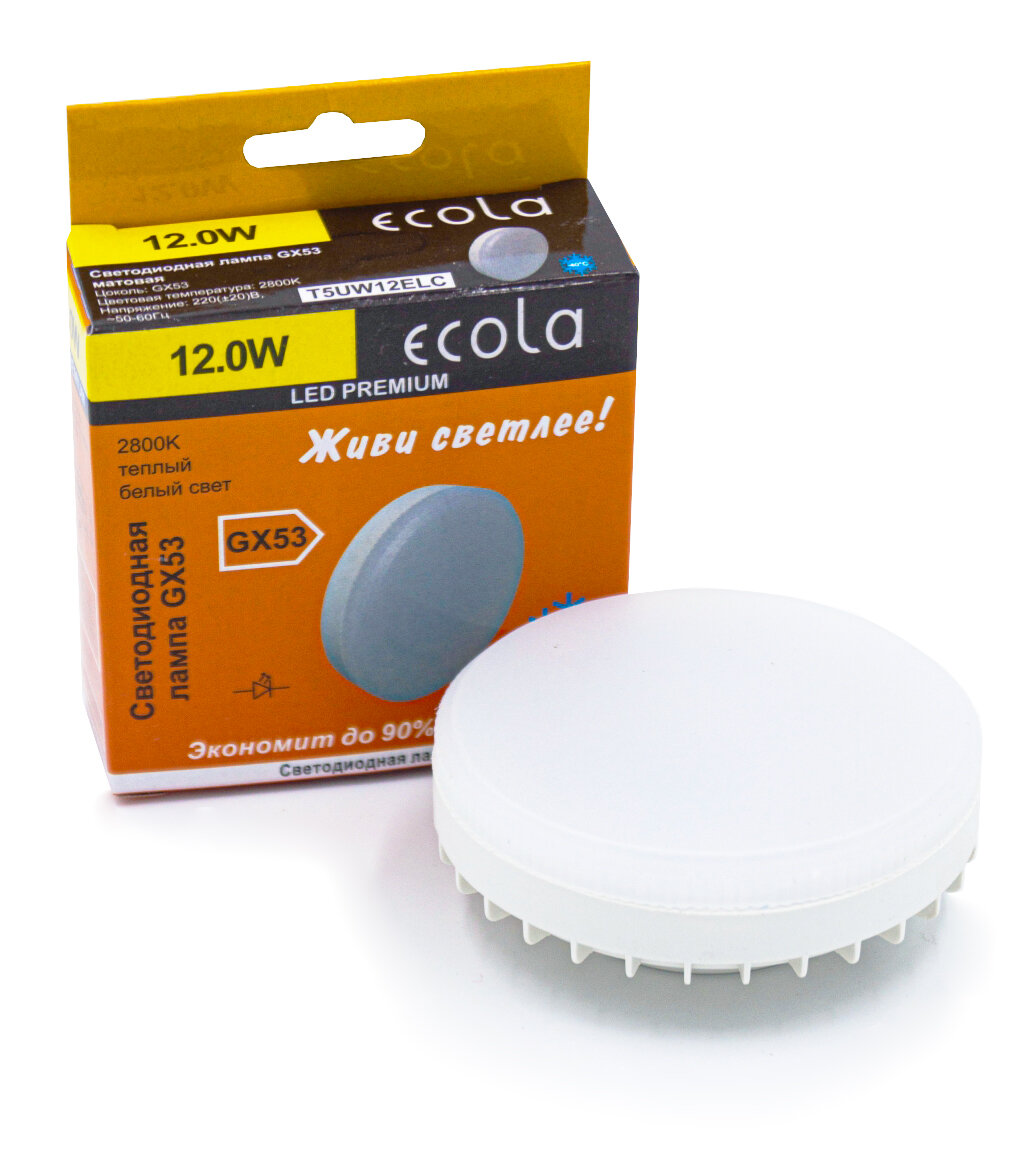 Лампа светодиод. Ecola GX53 LED 12,0W Premium Tablet 2800K матовое стекло (композит)