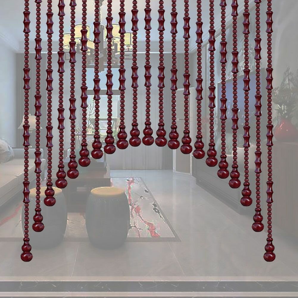Штора декоративная из бусин 41 нити на дверной проём 100х100см, Форма Арка, цвет Темно - красный