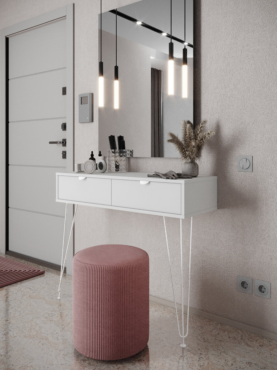 Подвесной туалетный столик на ножках Фабрика Стиль Шери 5, 954х800х350 мм, белый