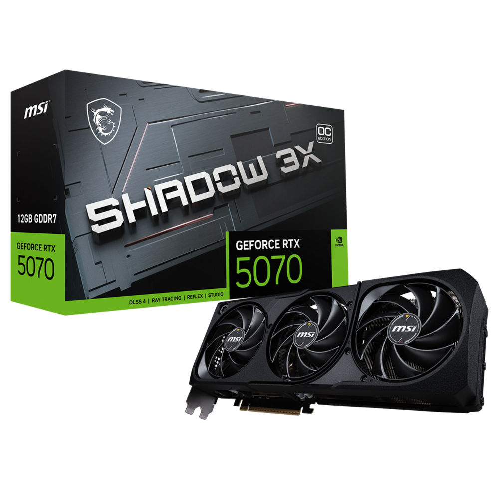 Видеокарта MSI PCI-E RTX 5070 12G SHADOW 3X OC NVIDIA GeForce RTX 5070 12Gb 192bit GDDR7 2542/28000 HDMIx1 DPx3 HDCP Ret