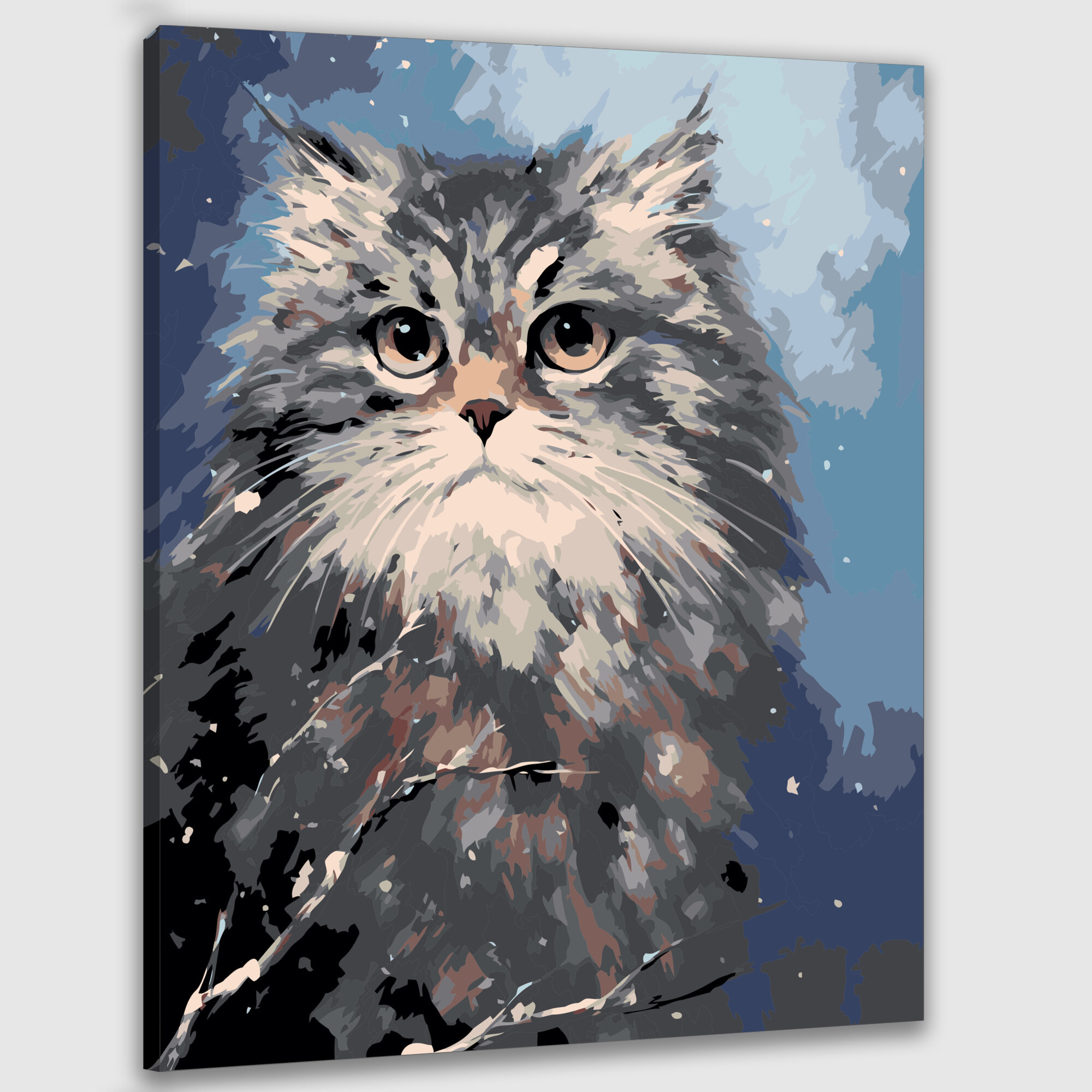 Картина по номерам 40x50 см, акриловая картина, манул, роскошь, дикая сибирская фауна, мазки кисти