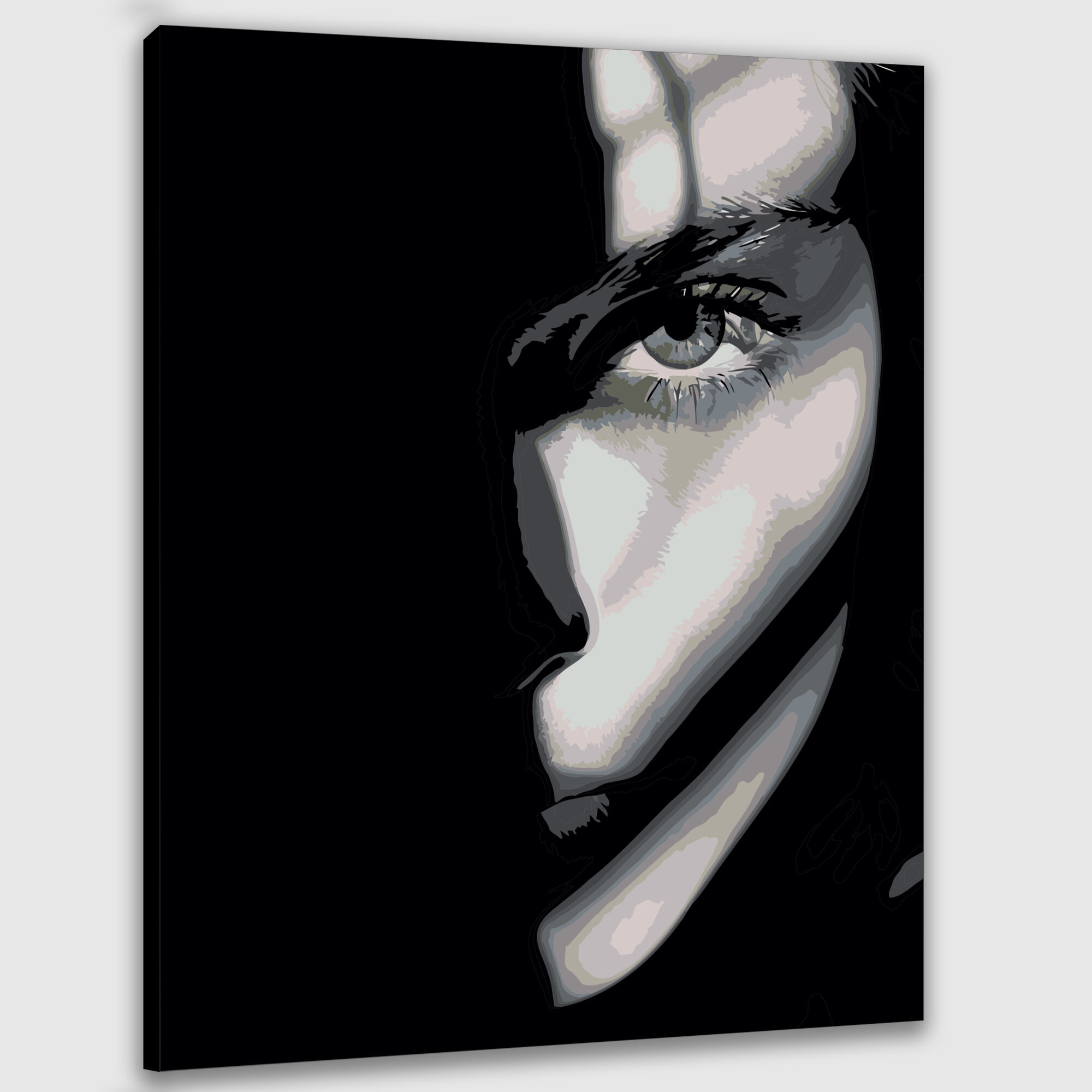 Картина по номерам 40x50 см, черно-белая фотография, страстная девушка, напряженные глаза, пламенная решимость