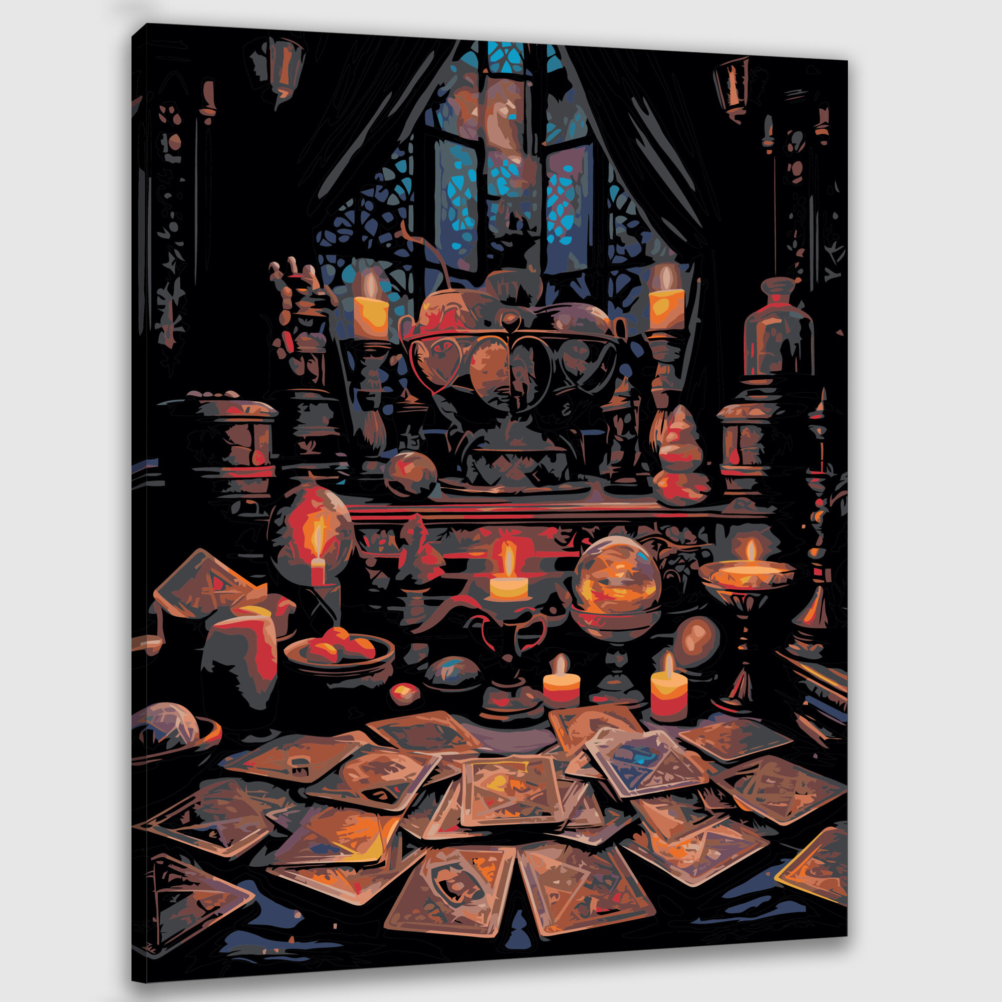 Картина по номерам 40x50 см, карты таро, стол гадалки, узор, цвета, иллюстрации, таинственная природа