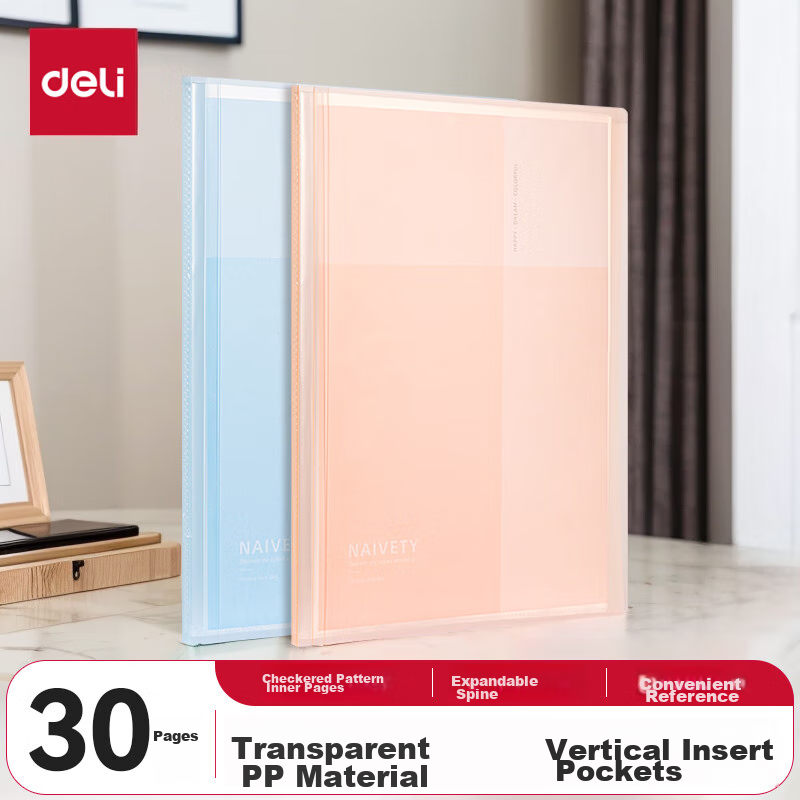 Deli A4/30-Page Document Folder with Pockets, Certificate Collection Folder, Pregnancy Check-Up Organizer, Prenatal Report Organizer, Sheet Music Folder, Loose-Leaf Pockets PQ605-30 Blue