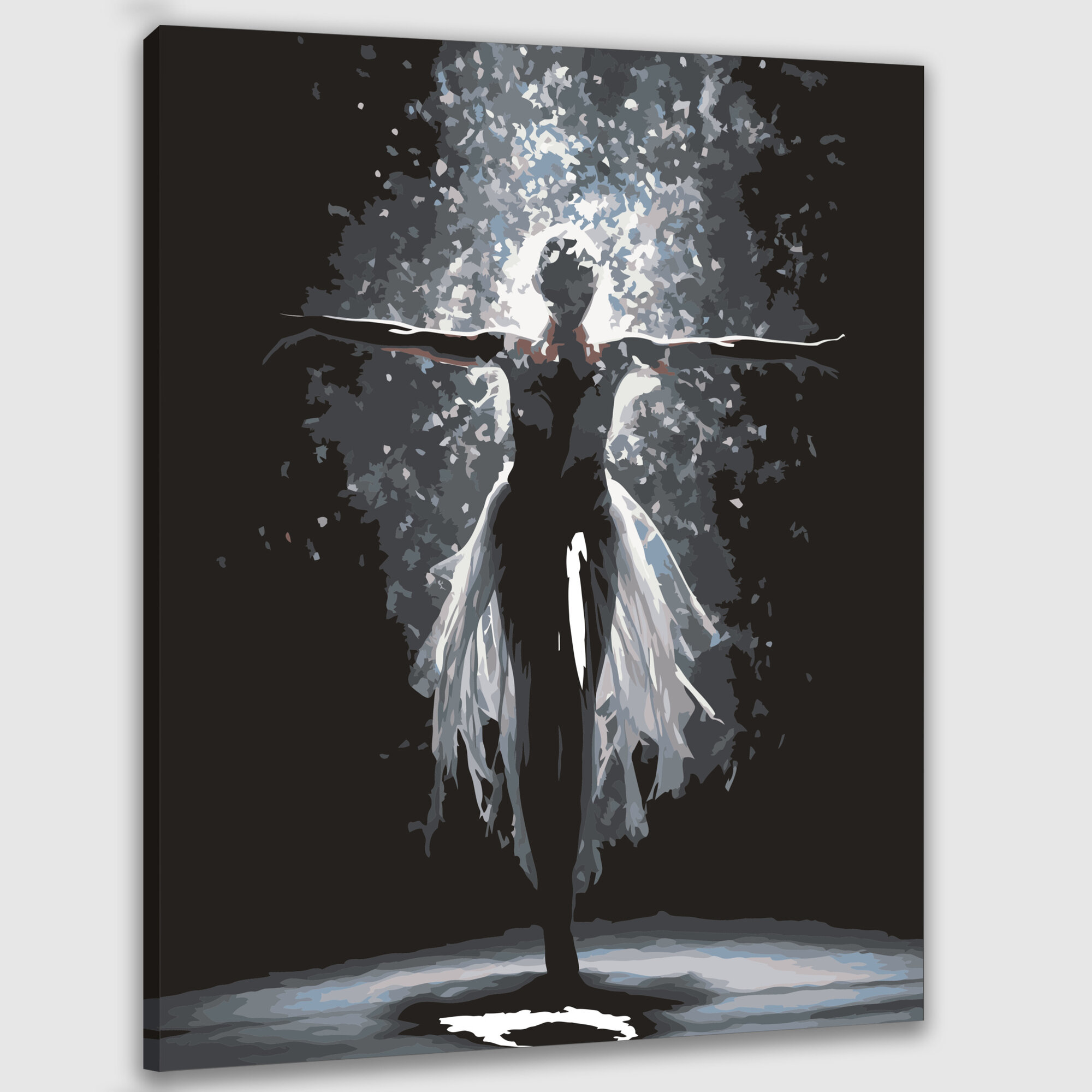 Картина по номерам 40x50 см, танцовщица, профессиональная, снежный танец, иней, сцена, прожектор, тени