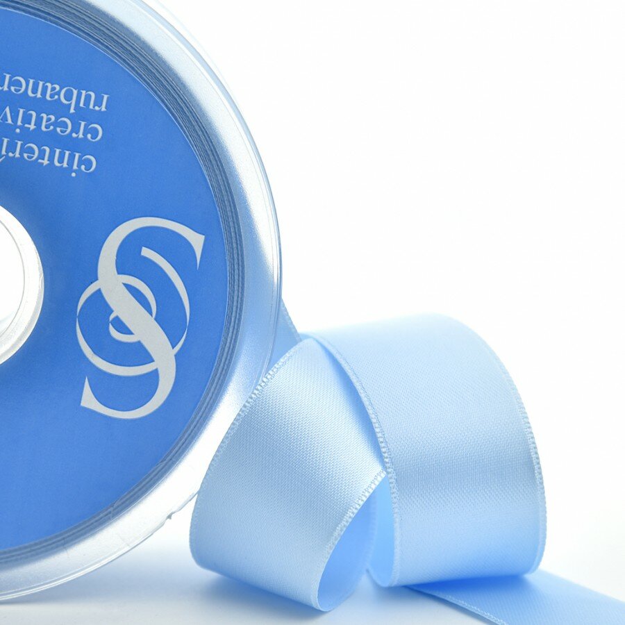 Лента атласная двусторонняя SAFISA, 3 мм, 100 м, цвет 51, бледно-голубой