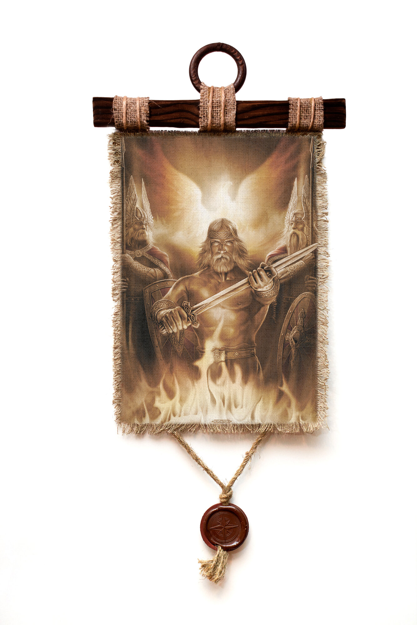 Панно Универсальный свиток Священный огонь А3 верт./славянский мир/ручная работа