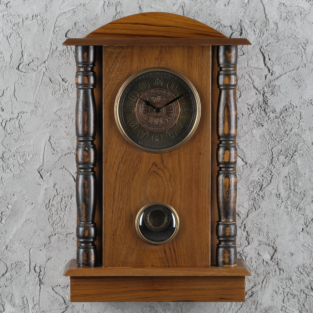 Часы настенные деревянные с маятником большие интерьерные Decor of today (35х14х56) габариты, Лофт