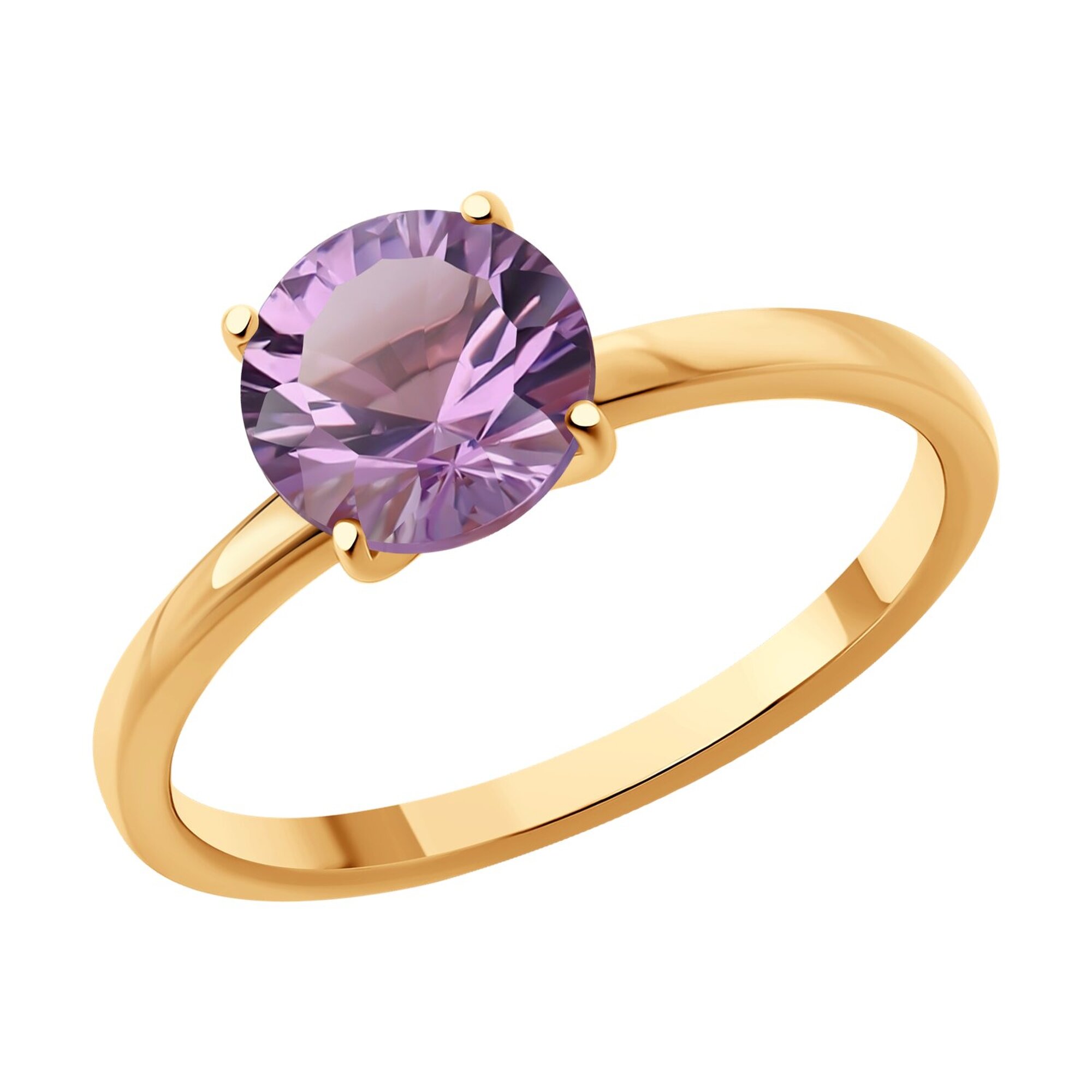 Кольцо, красное золото, 585 проба, аметист
