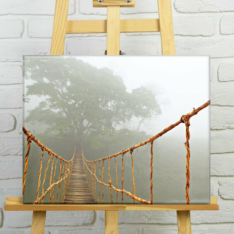 Картина на холсте 40х50 см "Веревочный мост", на стену для интерьера