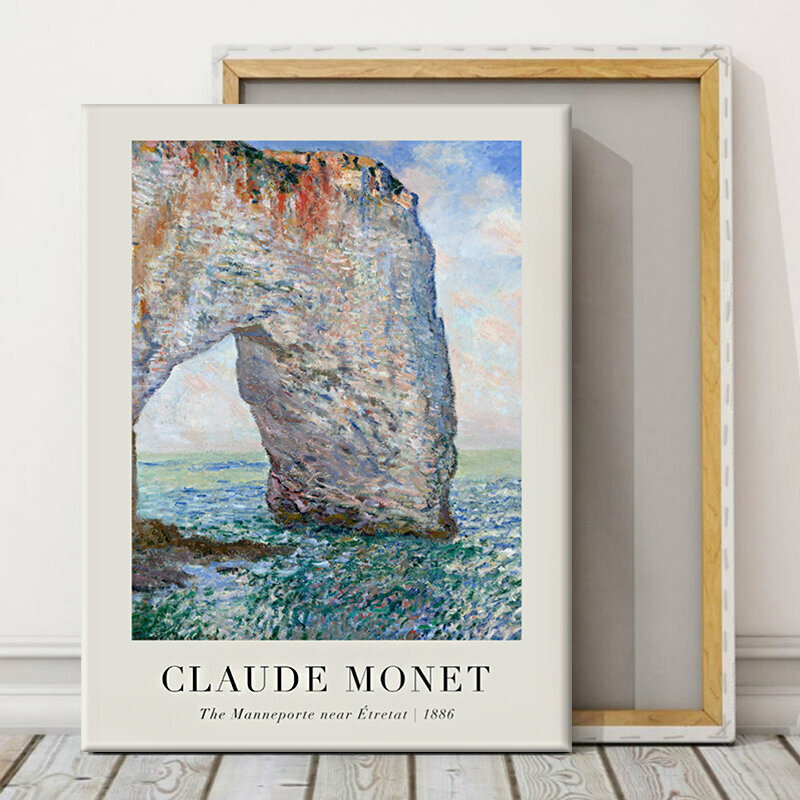 Картина на холсте 50х70 см "Клод Моне Маннпорт близ Этрета репродукция", на стену для интерьера