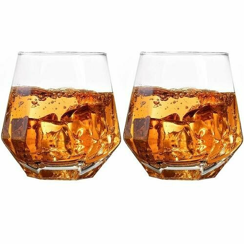 Два старых стакана из хрустального стекла толщиной 330 мл для камней, шотландского виски, бурбона, ликера