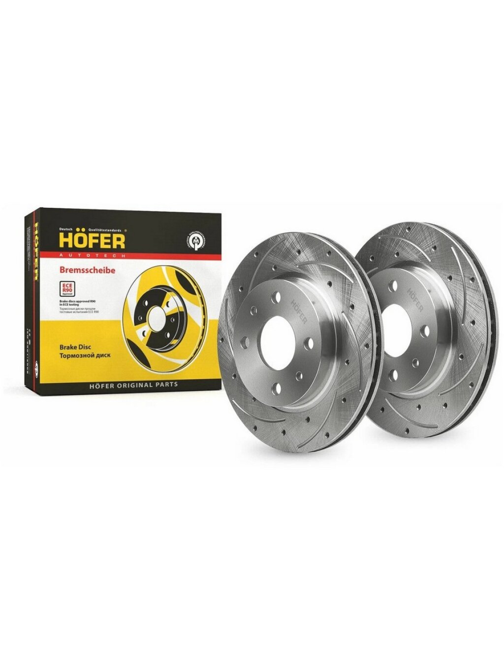 Диск тормозной для а/м ВАЗ 2110 (R-13) "HOFER" слоты+ перфорация (2 шт)