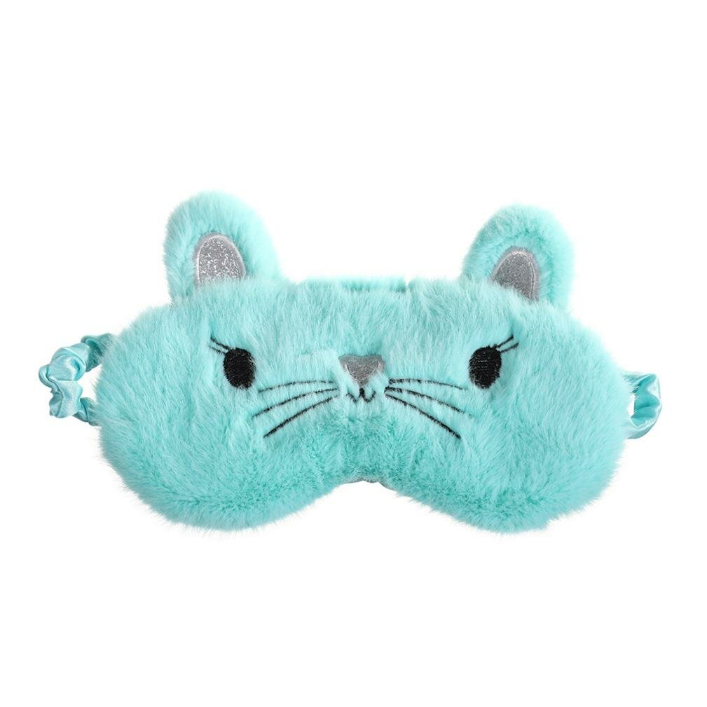 Сонная маска Мультяшная кошка Котенок Маска для глаз Плюшевая повязка на глаза Маска для сна Зеленая
