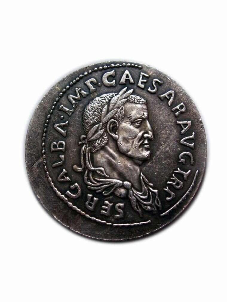 Серебряный сестерций 69 года н. э. римского императора Сервии Гальба сувенирная копия монеты, нумизматика, деньги для коллекции