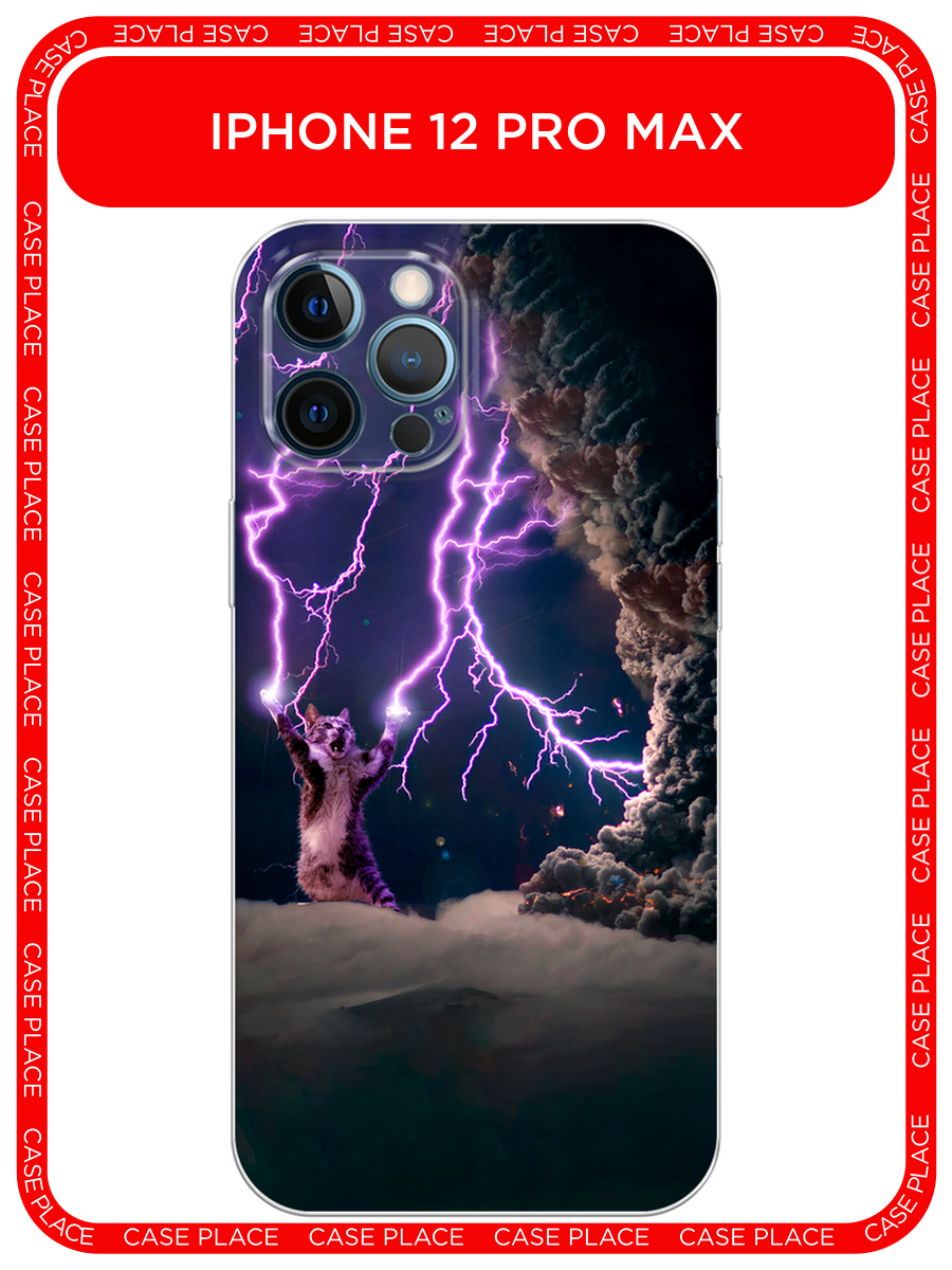 Чехол на Apple iPhone 12 Pro Max / Айфон 12 Про Макс с принтом Кот призыватель погоды
