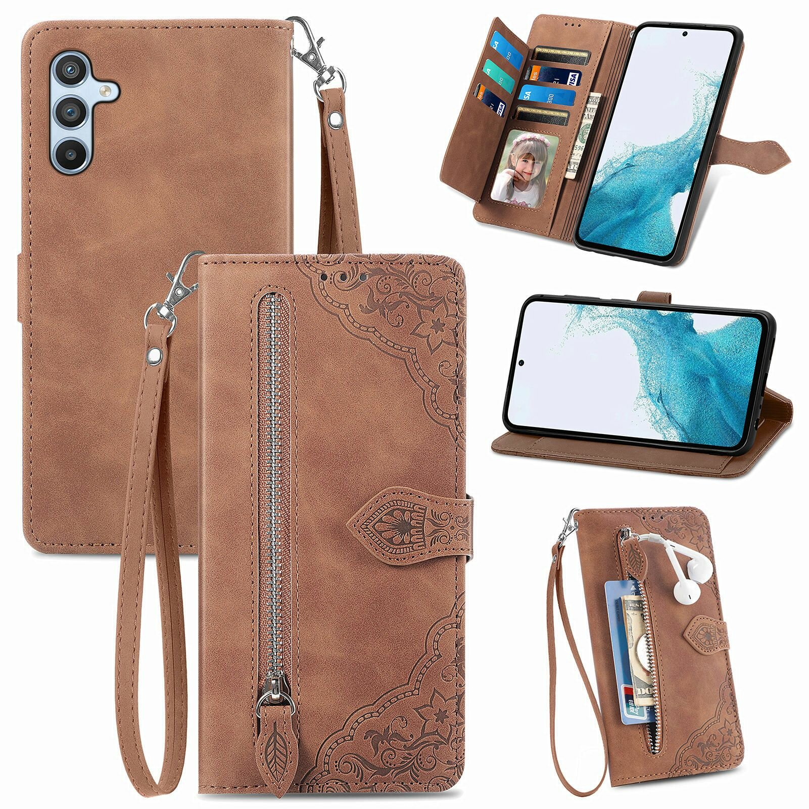 Чехол книжка для Samsung Galaxy A36 кошелек на молнии Чехлы для мобильных телефонов