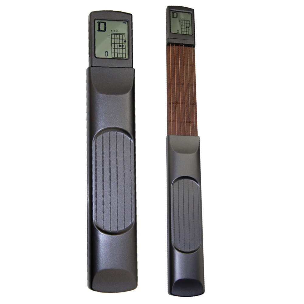 Электронный экранный тренажер для отработки гитарных аккордов, портативная деревянная карманная модель, инструмент для упражнений на гитаре для начинающих и практики.