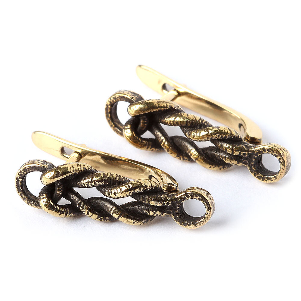 Швензы закрытые, 21х6мм, с английским замком, Anna Bronze, Узлы, базовый материал - латунь, цвет античная латунь (золотистый с чернением), пара