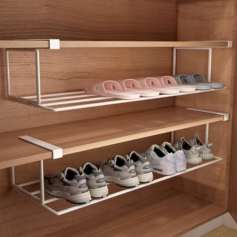 Выдвижной кронштейн для бытовой полки для обуви, 12x20x70cm, （Количество 2）Уайт Горячая Распродажа、