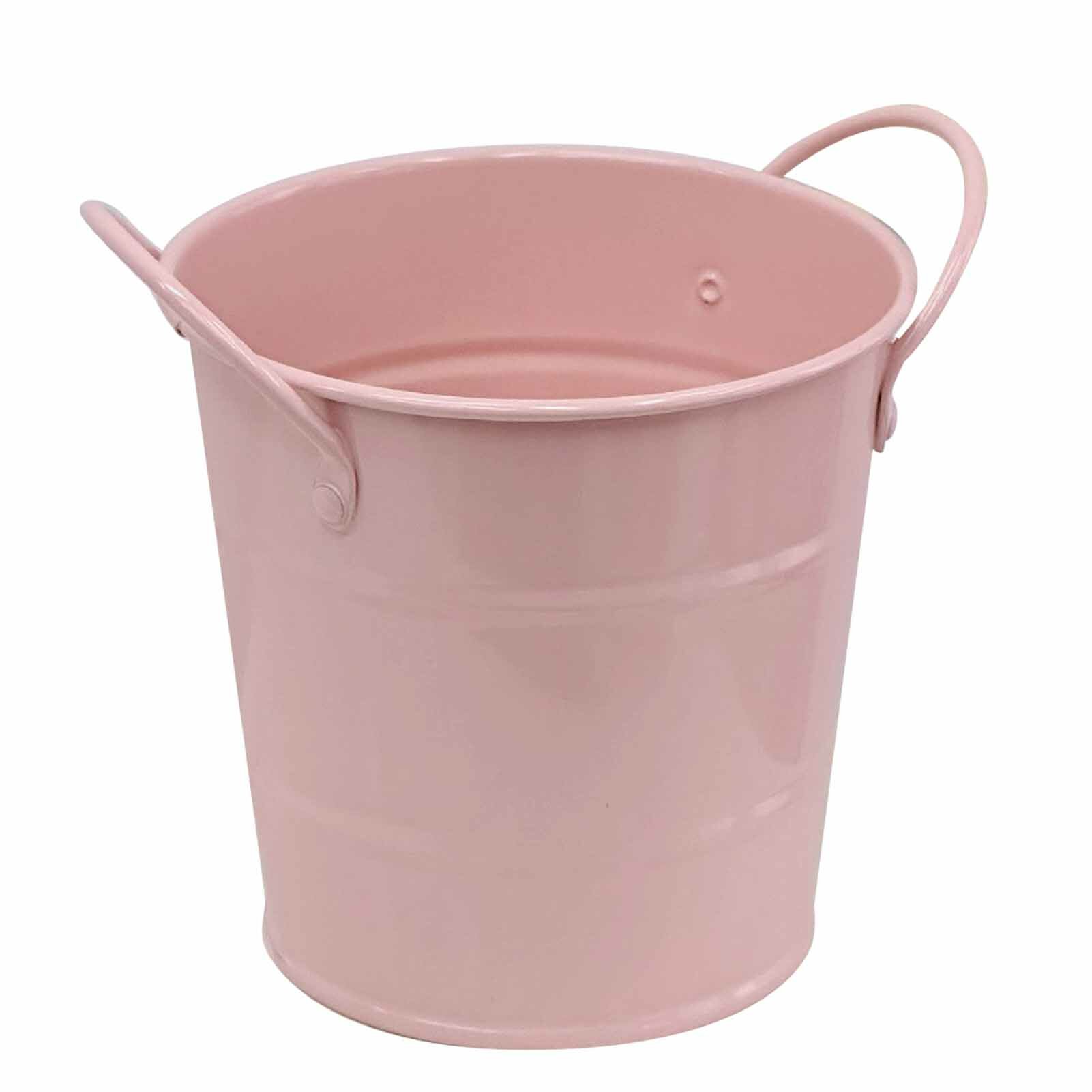 Desktop Pencil Pen Holder Iron Art Cute Bucket Shape Multifunctional Organizer Makeup Brush Pink