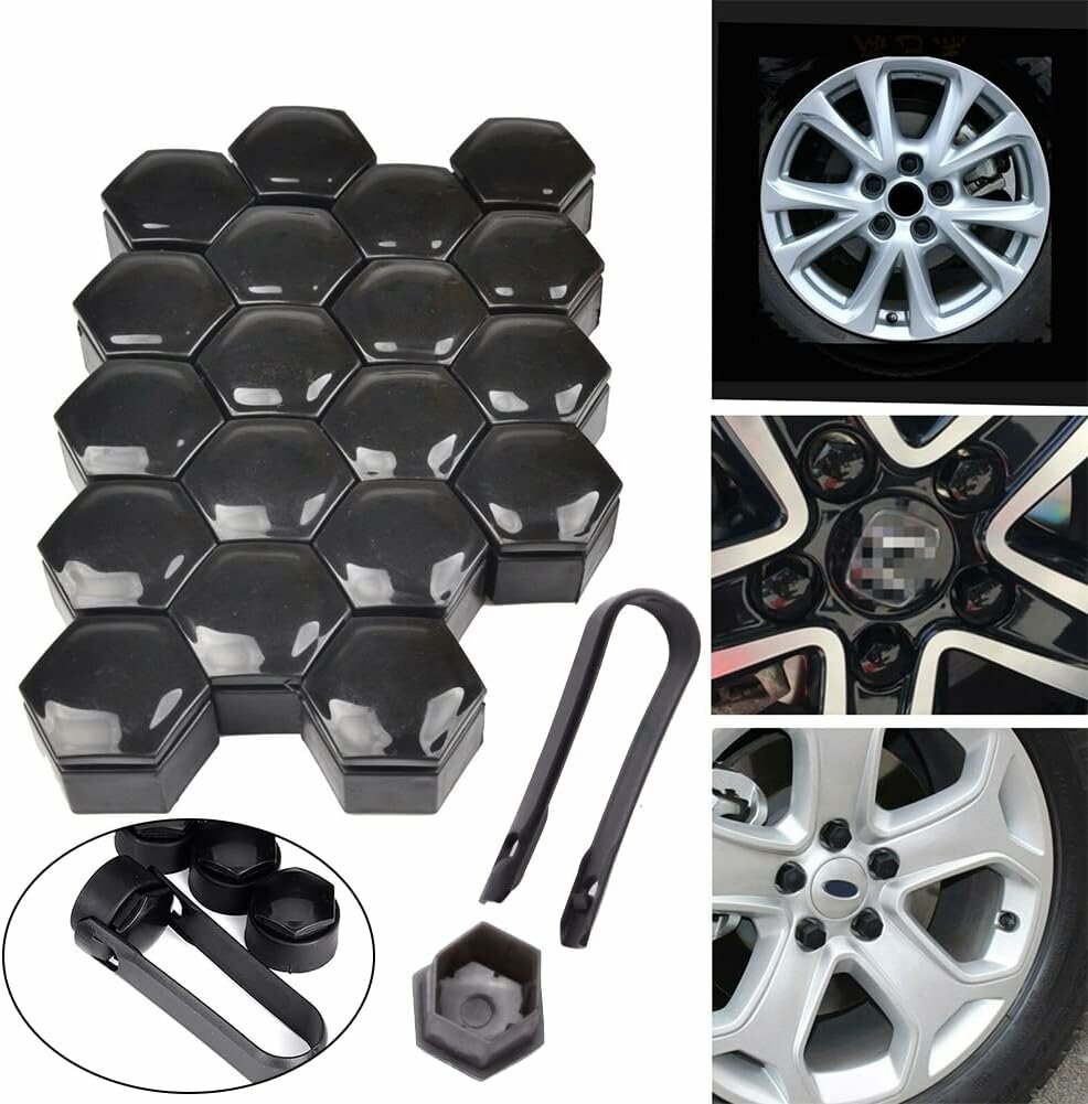 Черные колпачки на колесные болты 17 мм, набор 20 шт
