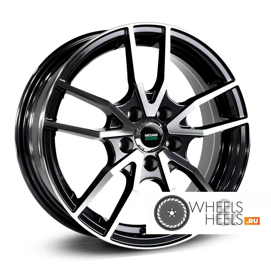 Диск автомобильный литой Megami MGM-20 15x6 4x100 et50 dia60.1 Черный с полированной лицевой поверхностью