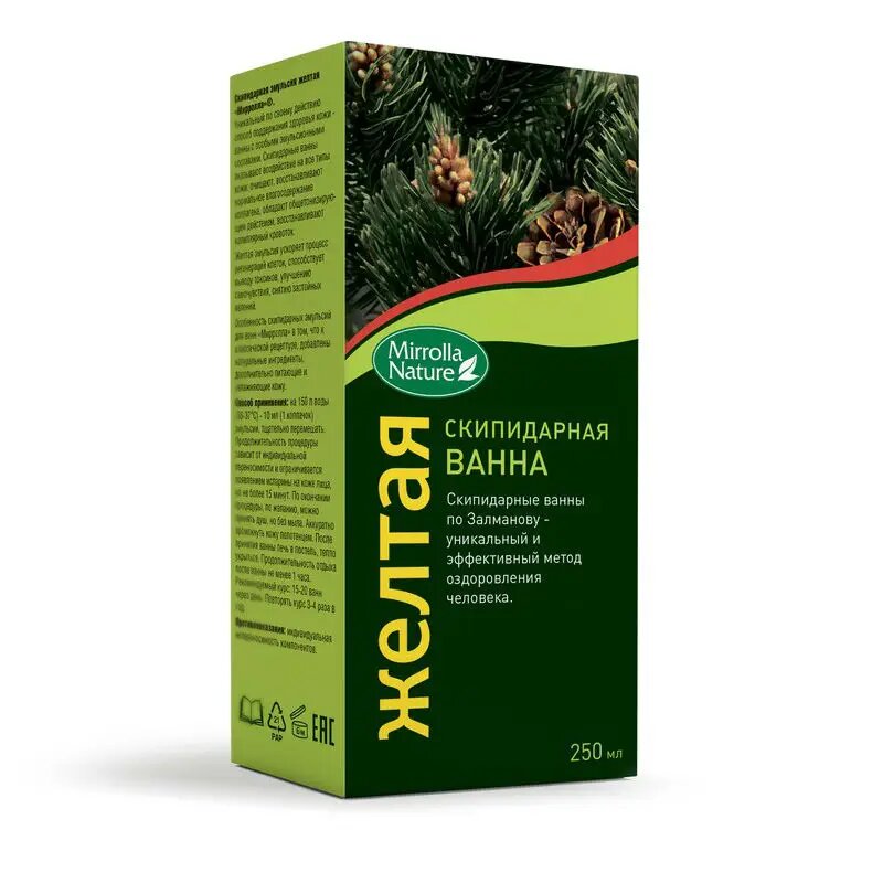 Mirrolla Скипидарная эмульсия для ванн желтая 250 мл 1 шт