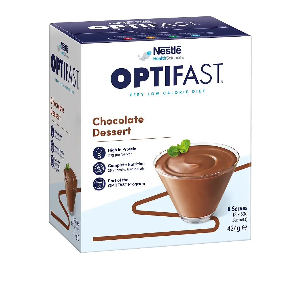 Оптифаст диетическое профилактическое энтеральное питание для детей от 7 лет и взрослых десерт со вкусом шоколада 53 г саше 8 шт